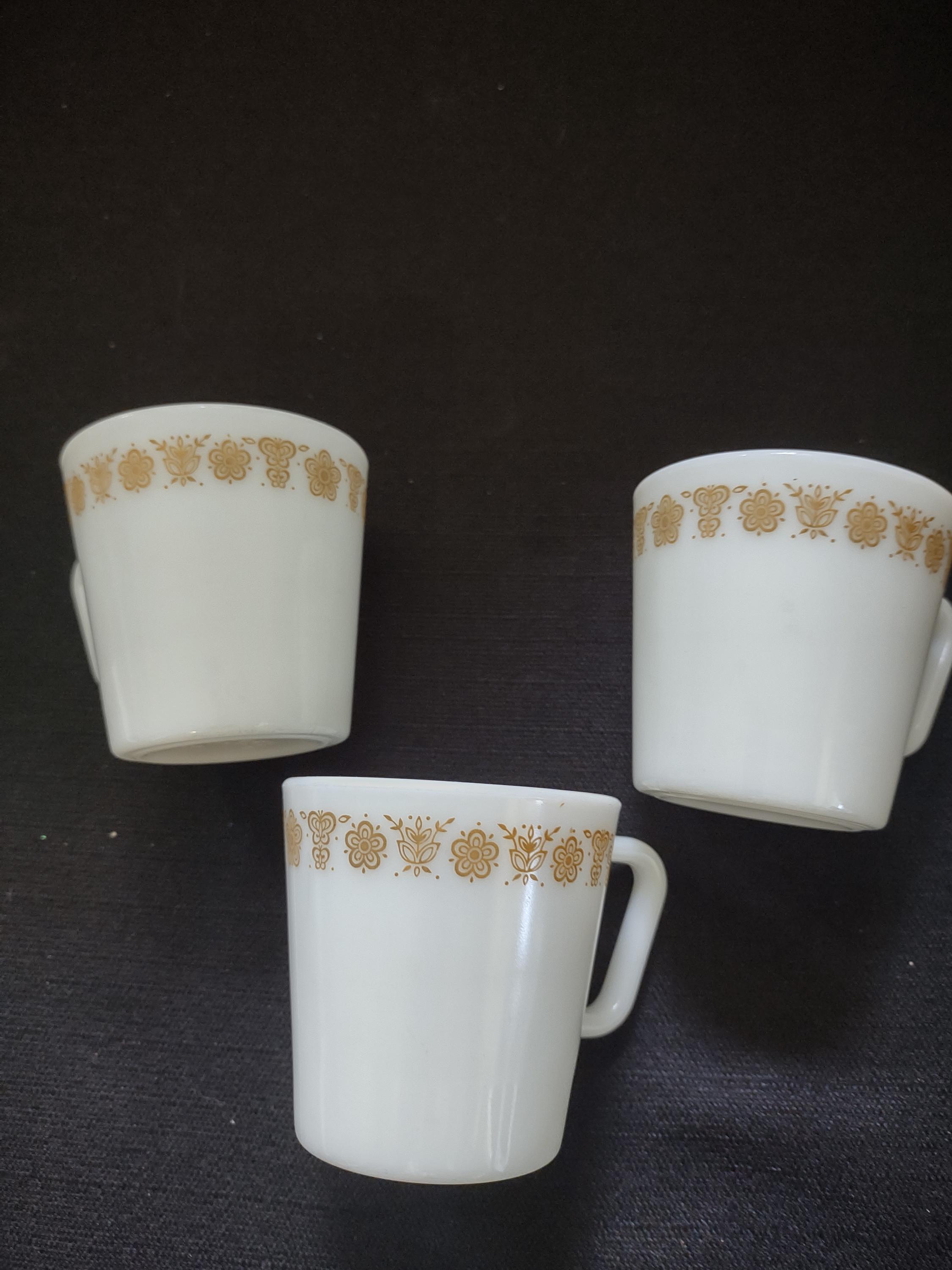 Pyrex Milk Glass Butterfly Coffee Cups Mugs 8 Oz. Set of 3 - Etsy