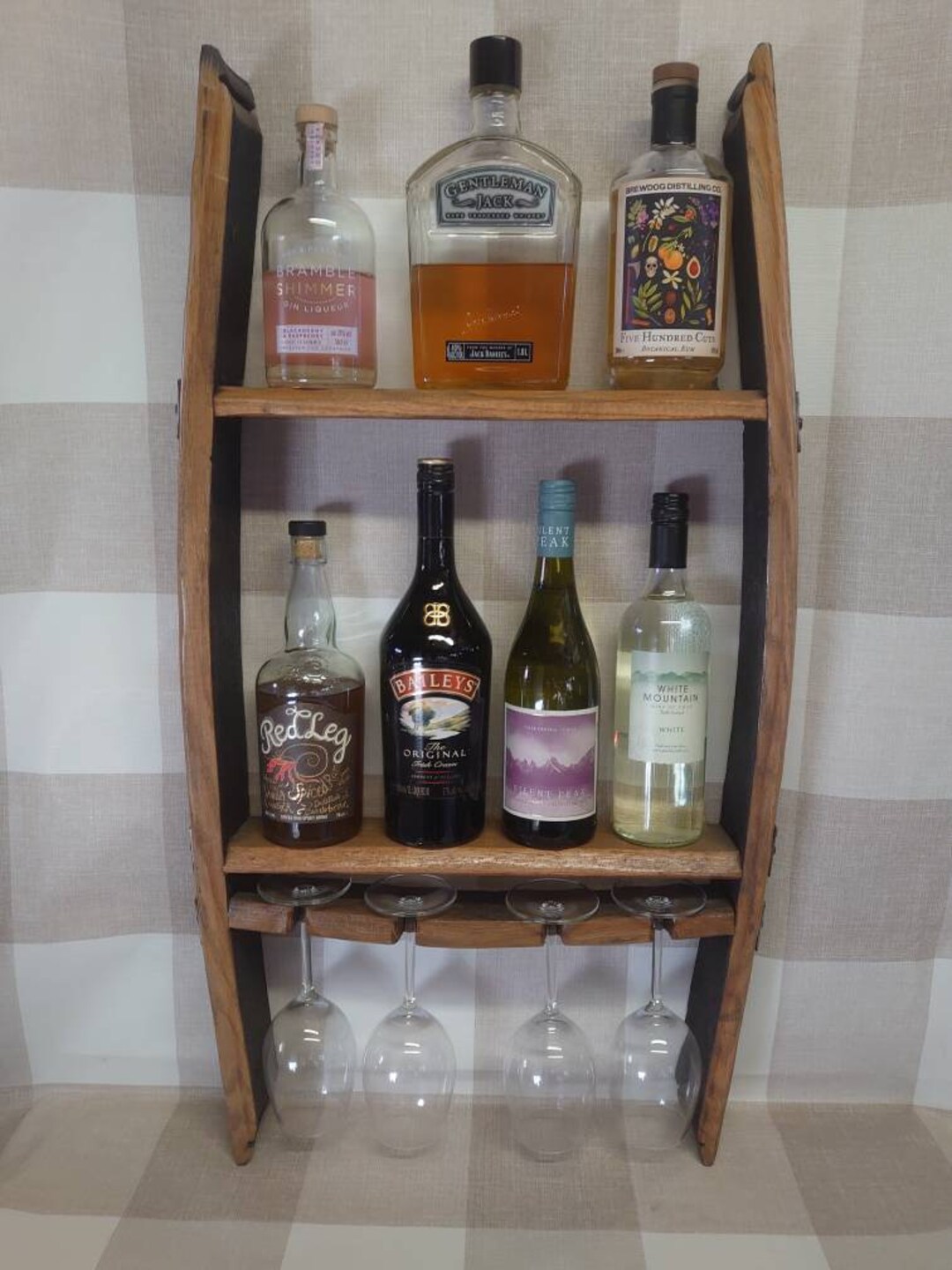 Wine Gin Liquor Whisky Wall Unit Made From Oak Whiskey Barrel Staves - Etsy