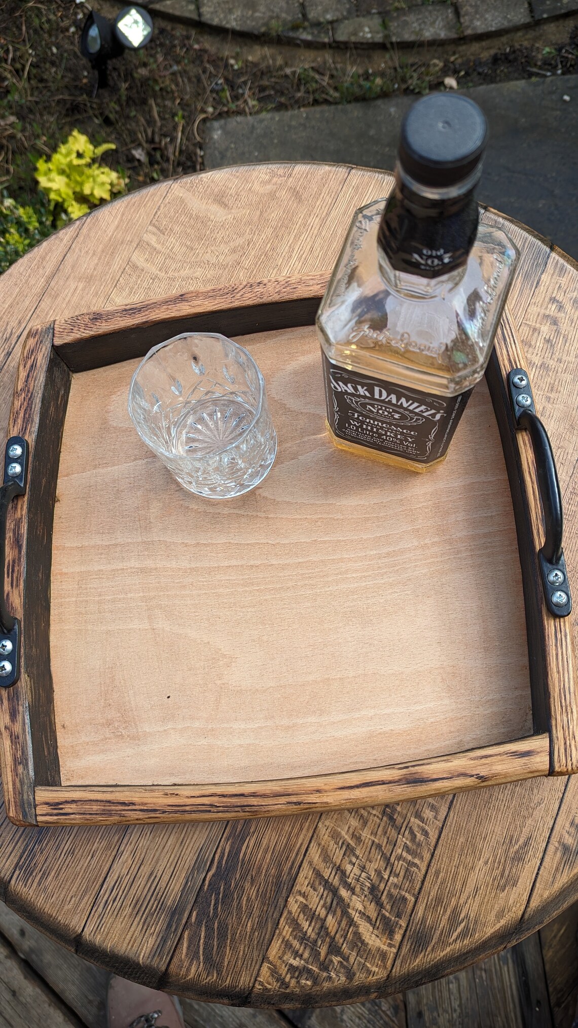 Oak Whiskey Bourbon Scotch Barrel Serving Tray With Metal Handles - Etsy UK