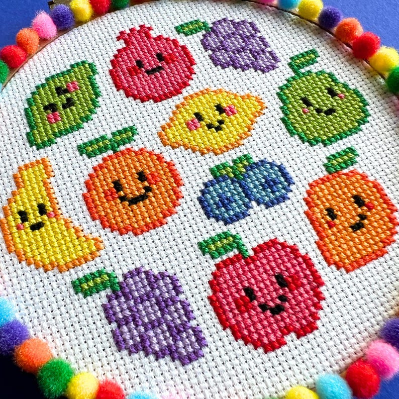 Cute Fruits Cross Stitch Pattern - Etsy