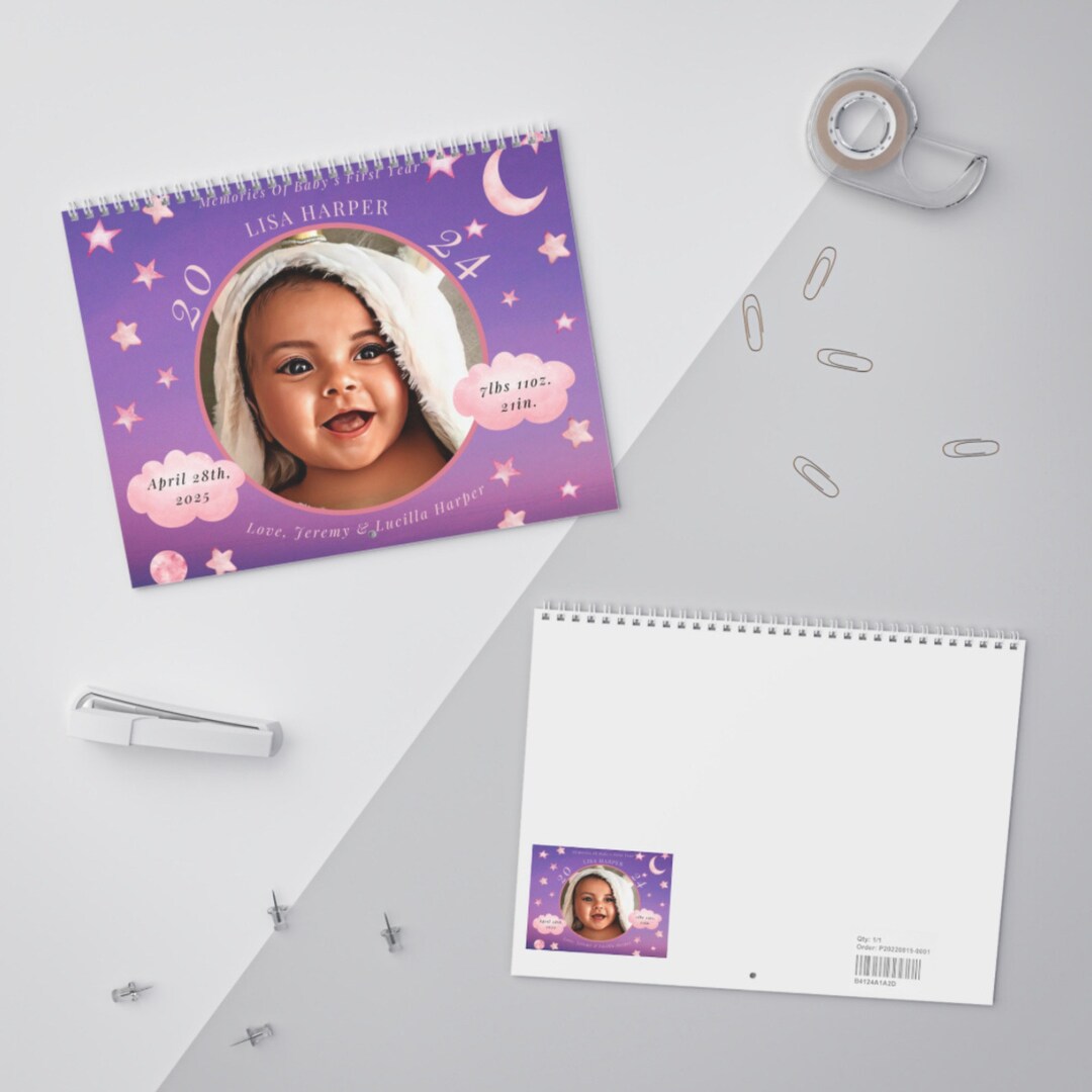 Dear Baby Girl Custom Cartoon Photo 2024 Calendar Baby First Year ...