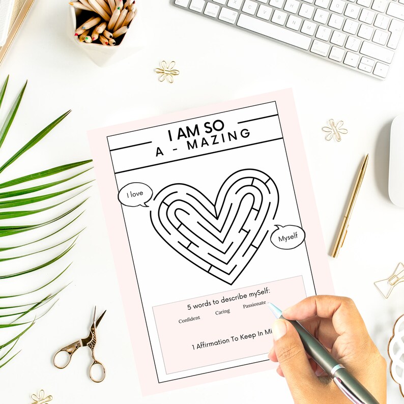 Affirmation Self Love Inspired Worksheet - Etsy