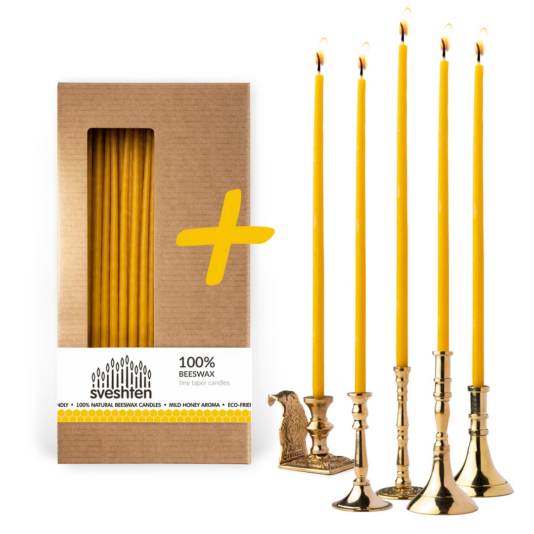Tiny Beeswax Taper Candles and Suitable Tiny Candlestick of Your Choise ...