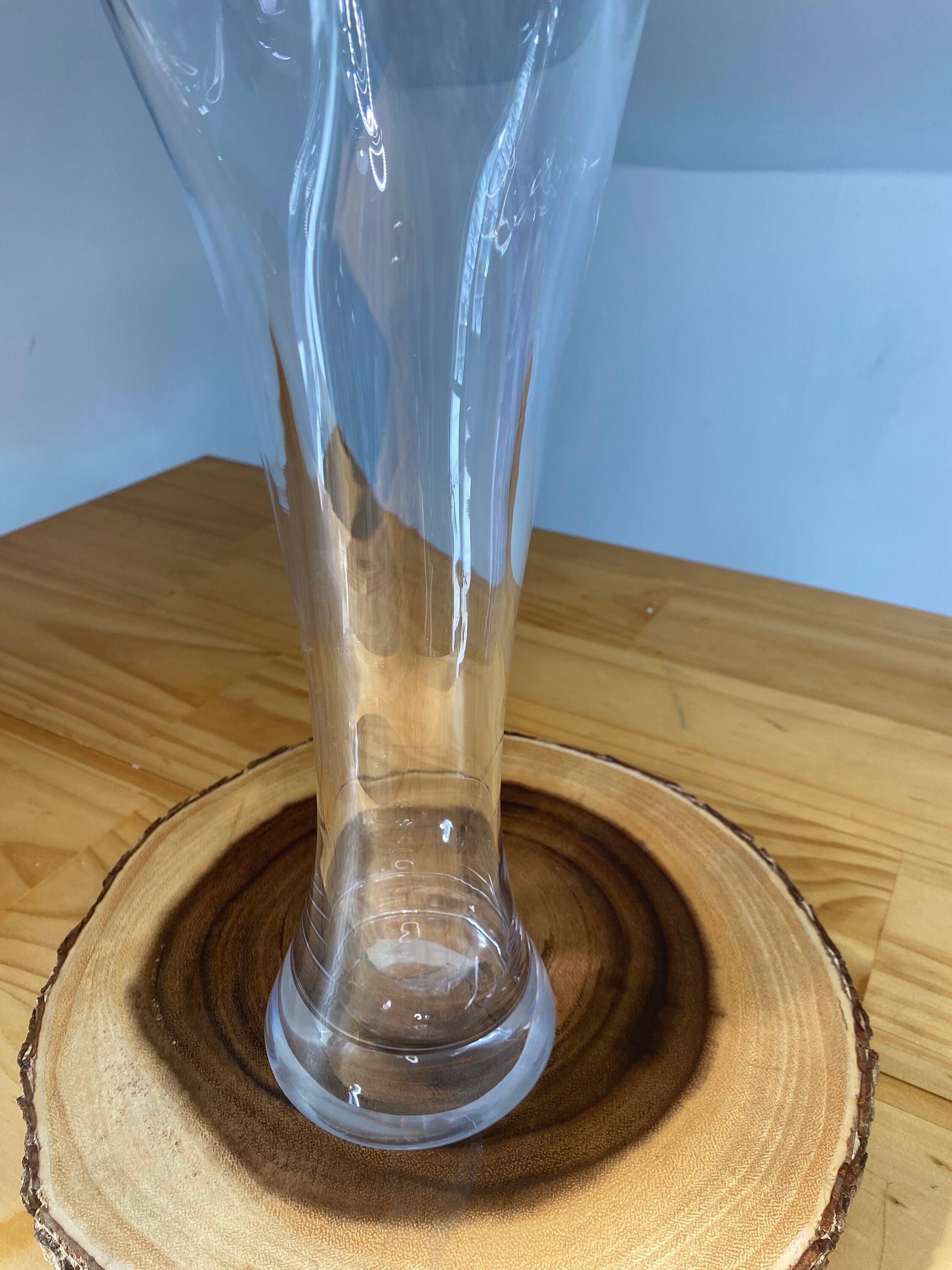 Vintage Thick Glass Ribbon Top Vase - Etsy