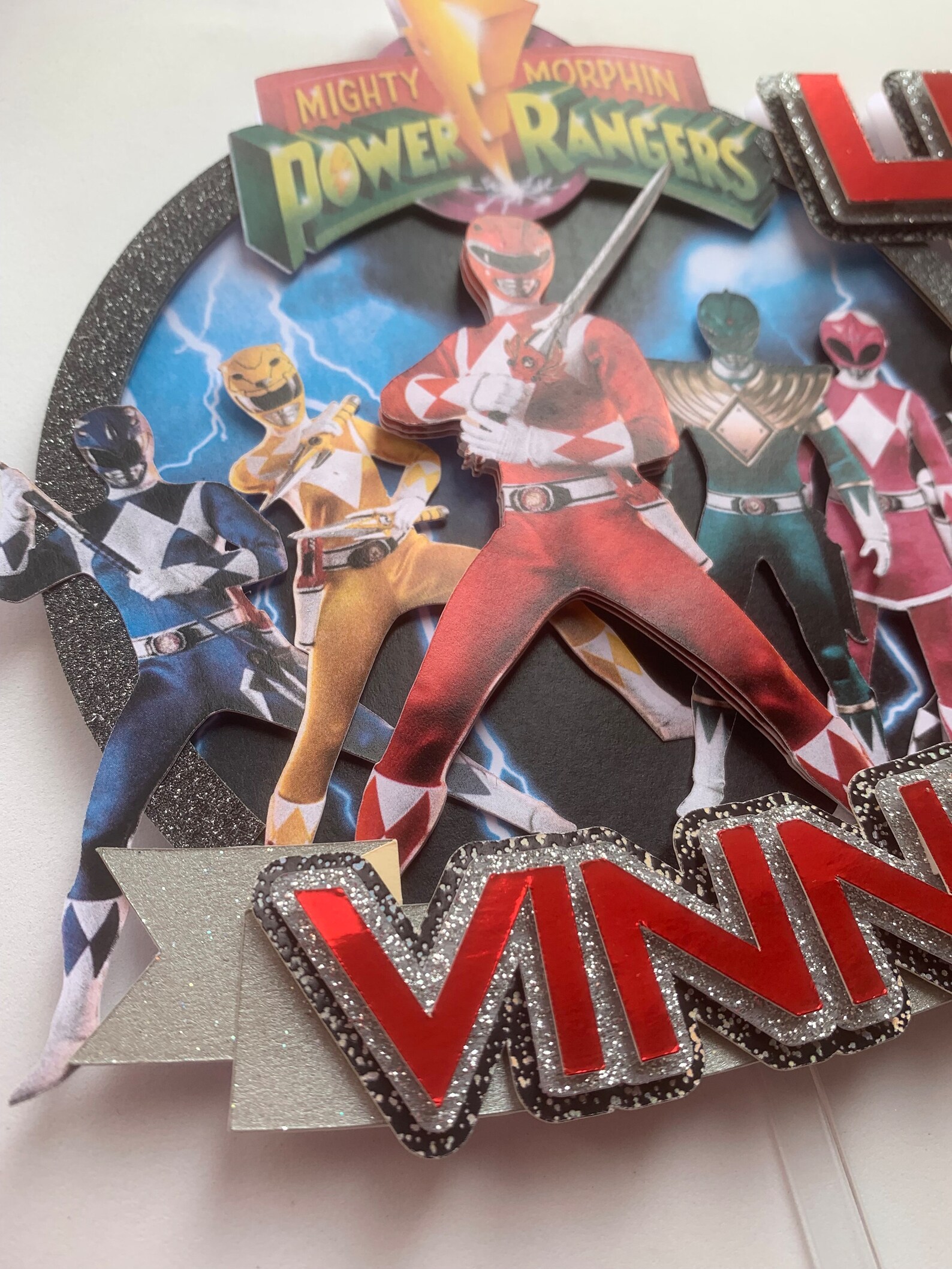 Power Rangers Cake Topper Personalise 3D Power Rangers Cake Decoration ...
