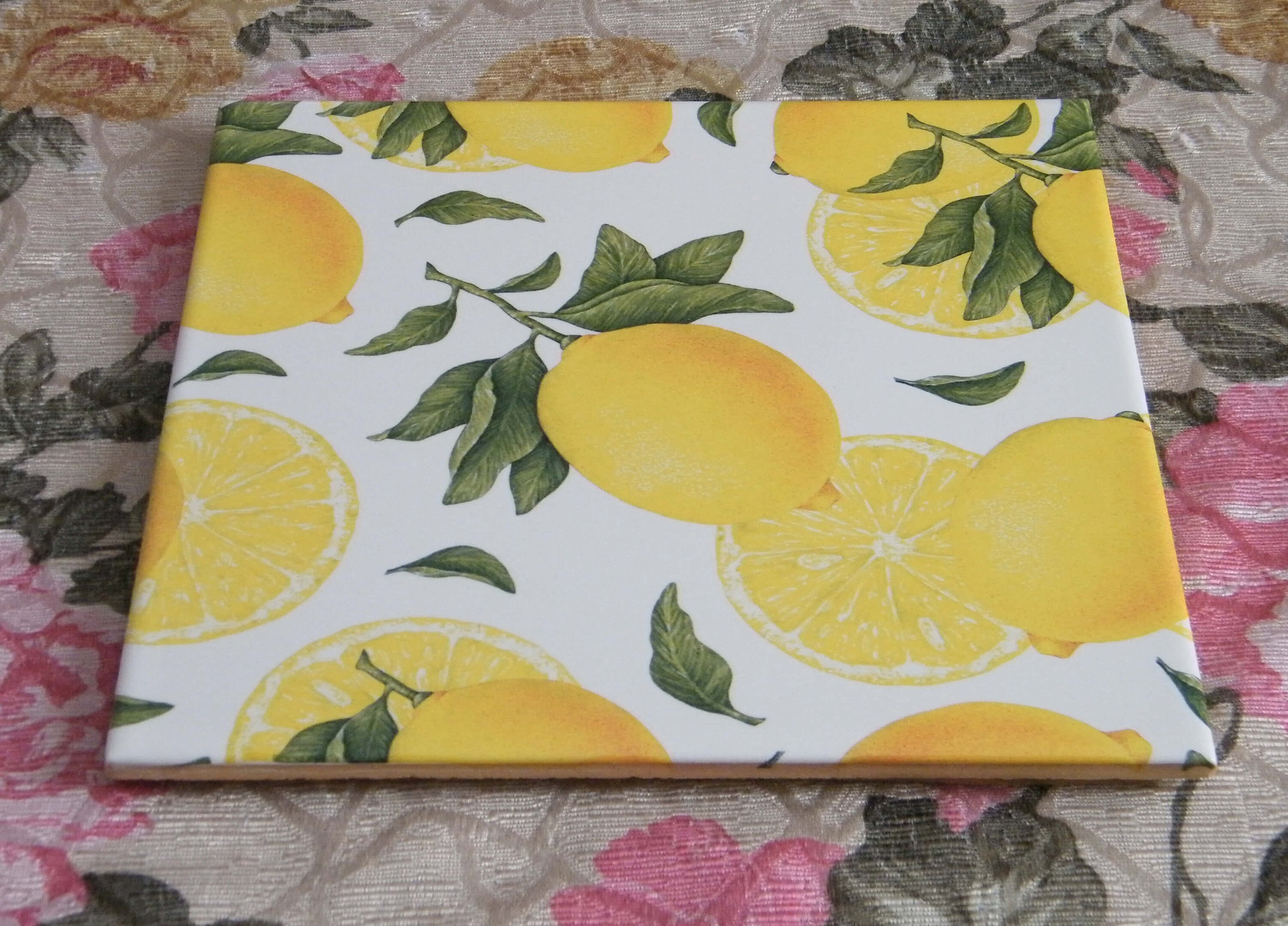 Ceramic Kitchen Trivet/ceramic Flower Pot Coaster. Fresh Lemons. Tile ...