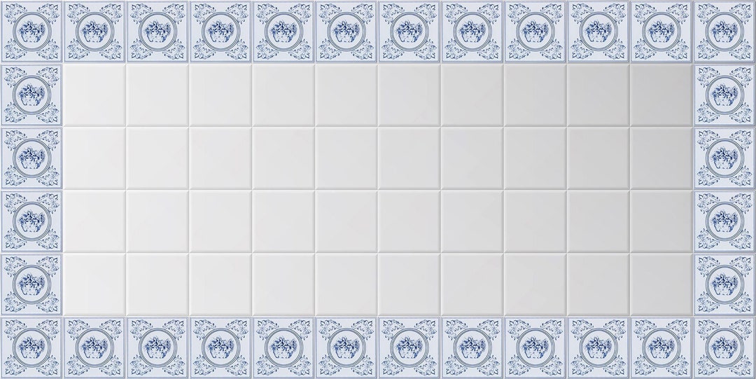 Delft Tiles Kitchen Ceramic Backsplash. Vintage-style Delft Blue Tiles ...