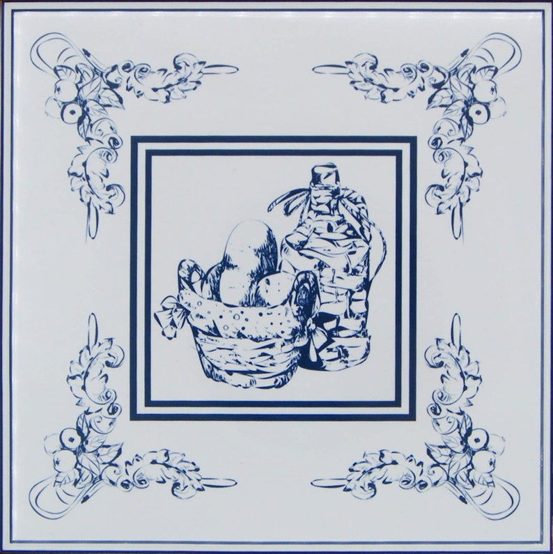Delft Tiles Kitchen Ceramic Backsplash. Vintage-style Delft Blue Tiles ...