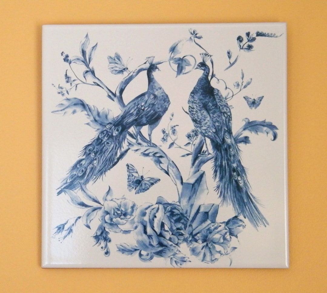 Vintage-style Wall Decor on Ceramic Tile. Painting With 2 - Etsy