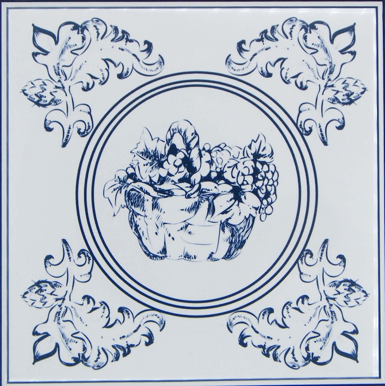 Delft Tiles Kitchen Ceramic Backsplash. Vintage-style Delft Blue Tiles ...