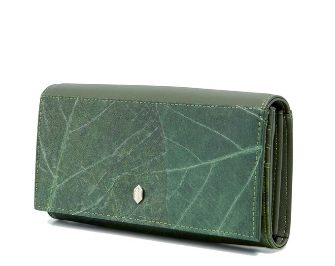 Vegan Leaf Leather Women Wallet, Women Wallet, Gift for Her, Vegan ...