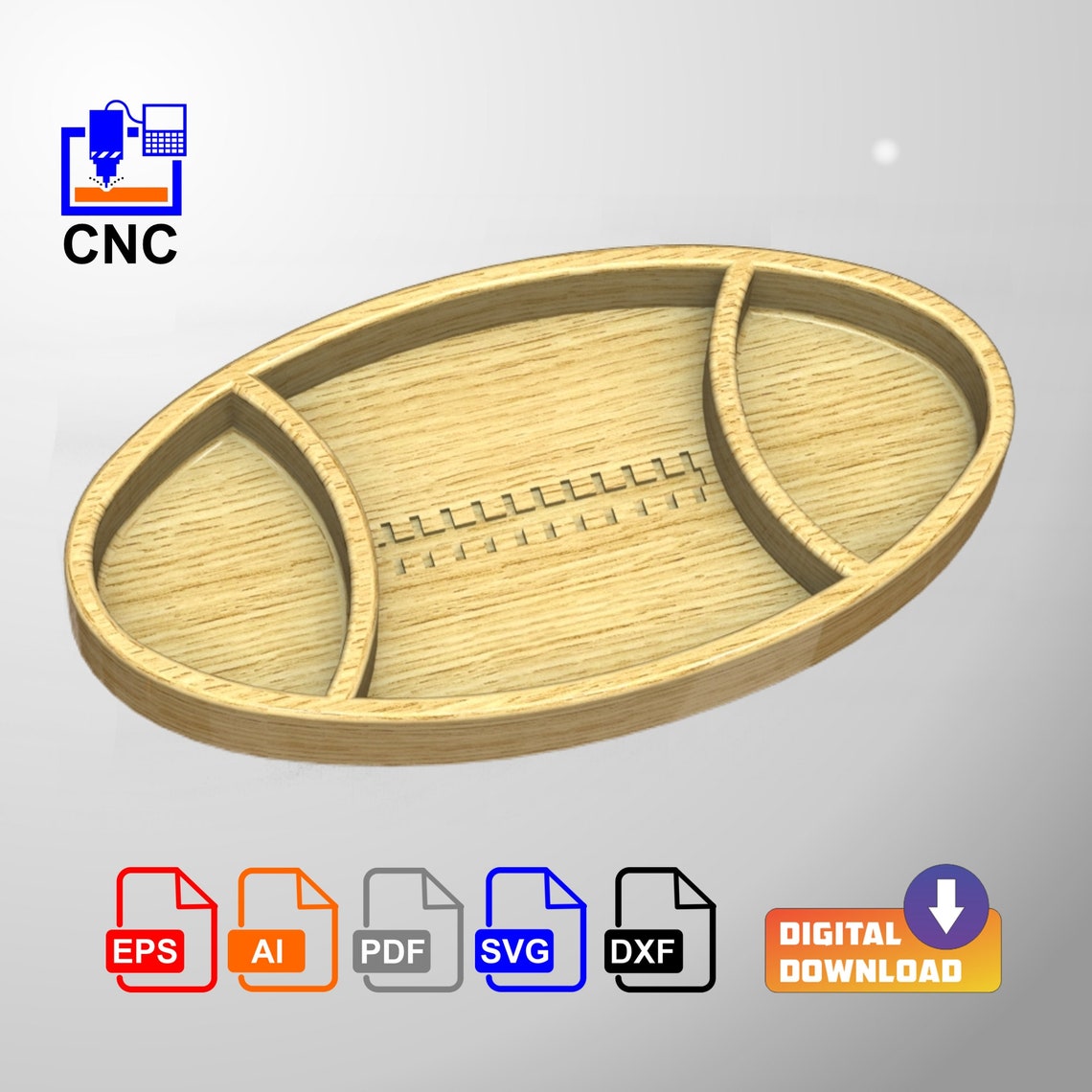 Football Serving/snack Tray Digital Download Files CNC or - Etsy