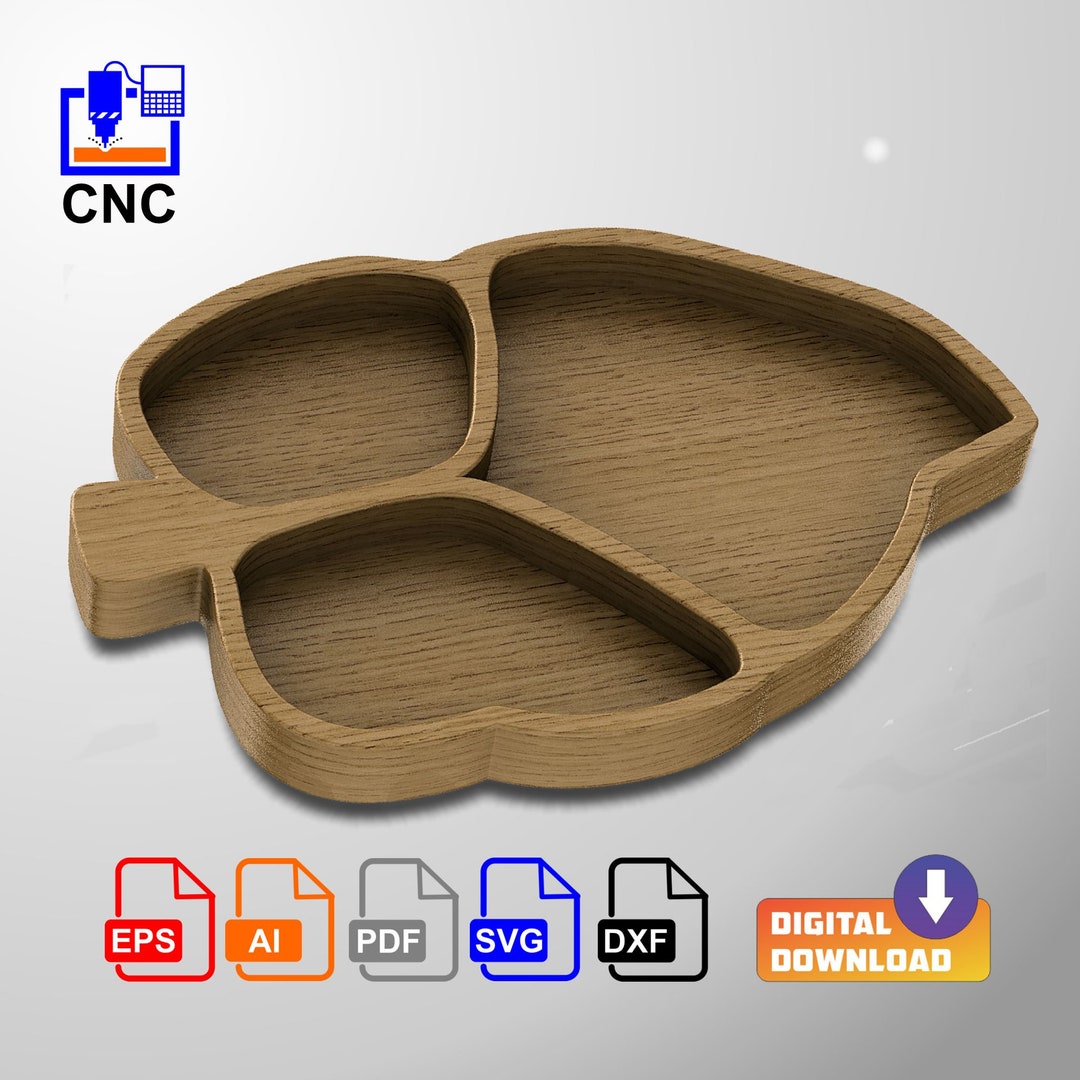 Leaf 3 Compartment Tray, Leaf Shaped - Digital Download Files - CNC or ...
