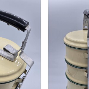 Rare, Functional Vintage Tiffin Enamel Lunch Box | 4-tier Yellow Metal ...