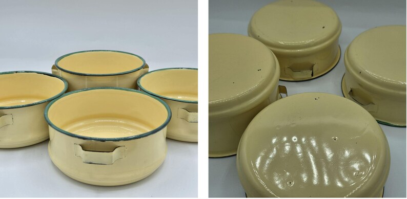 Rare, Functional Vintage Tiffin Enamel Lunch Box | 4-tier Yellow Metal ...