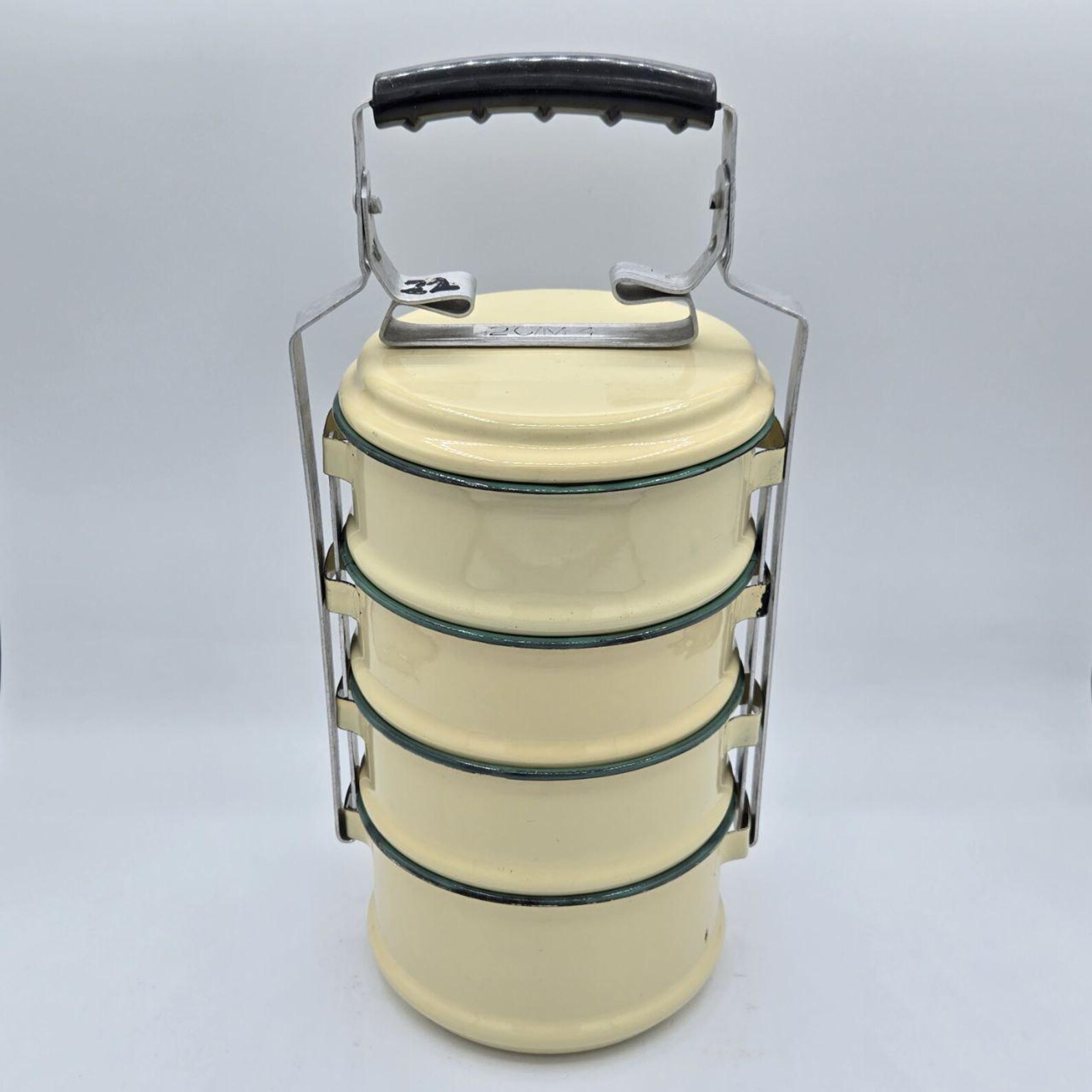 Rare, Functional Vintage Tiffin Enamel Lunch Box | 4-tier Yellow Metal ...