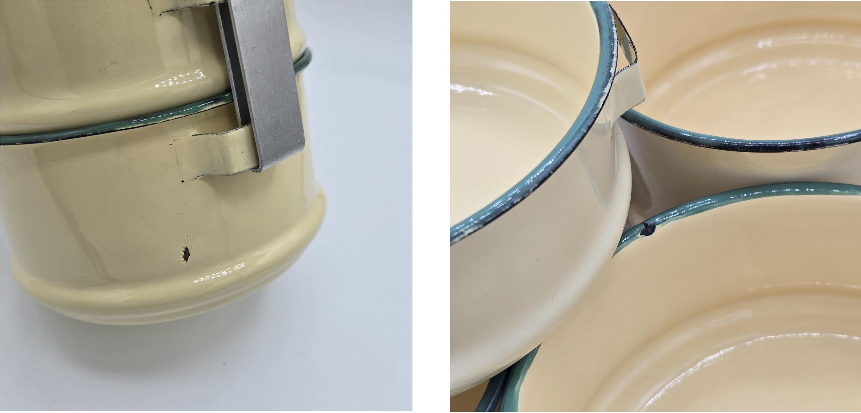 Rare, Functional Vintage Tiffin Enamel Lunch Box | 4-tier Yellow Metal ...