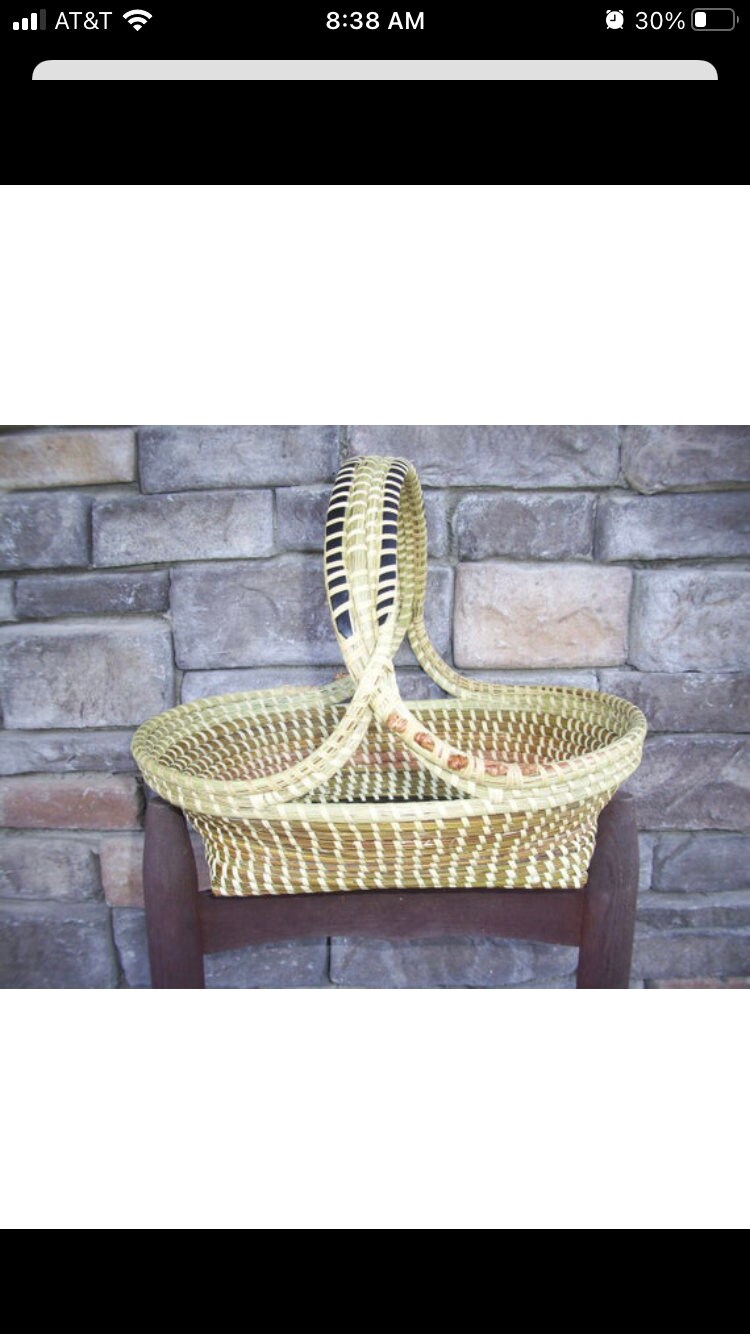 Gullah Cross-handle Basket Sweetgrass Fanner Charleston Basket Sweet ...
