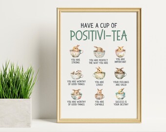 Positivi-tea Positivity Self Affirmation Digital Print Self Empowerment ...