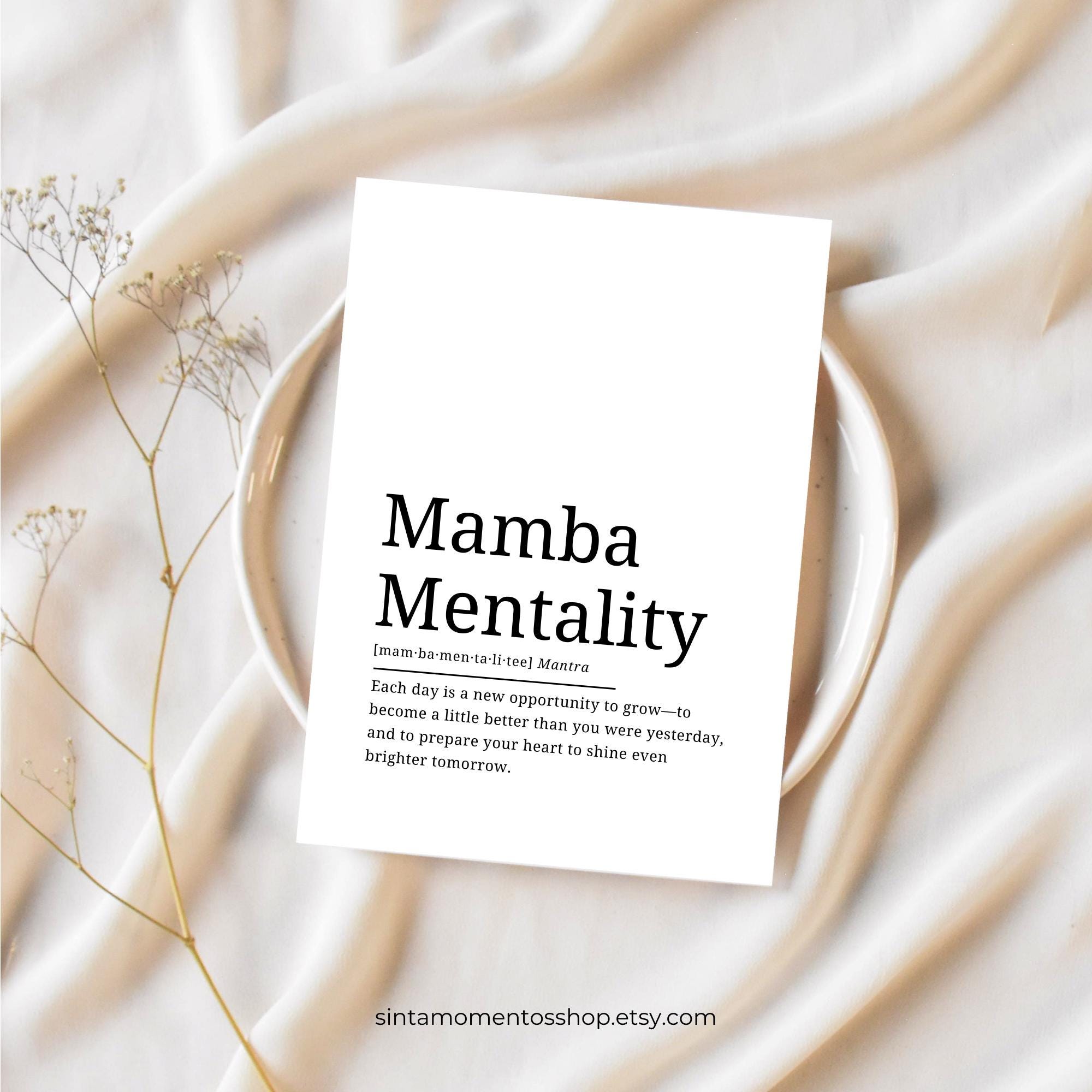 Mamba Mentality Definition Printable Wall Art, Kobe Basketball Quotes ...