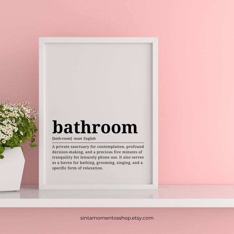 Bathroom Definition Printable Wall Art, Funny Bathroom Art, Bathroom ...