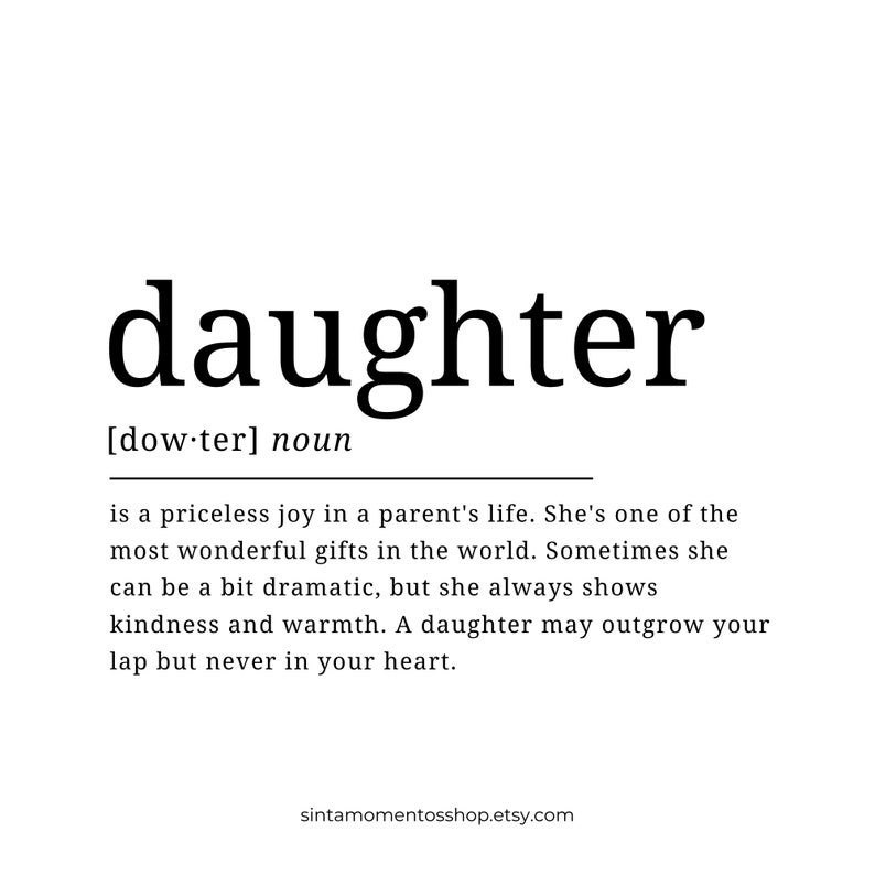 Daughter Definition Printable Wall Art, Daughter Meaning Digital ...