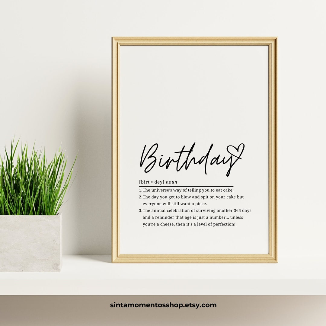 Birthday Definition Printable, Birthday Wall Art, Birthday Print ...