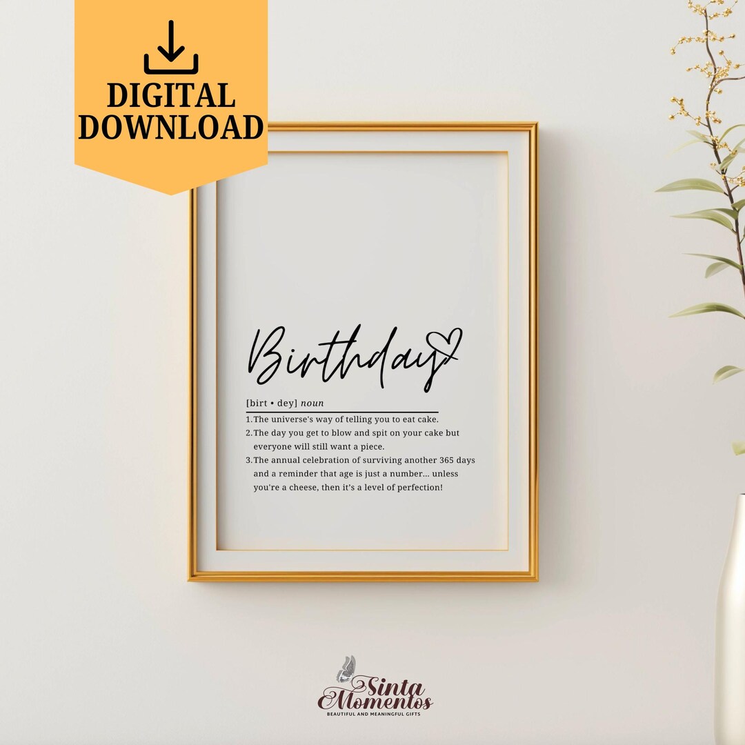 Birthday Definition Printable, Birthday Wall Art, Birthday Print ...