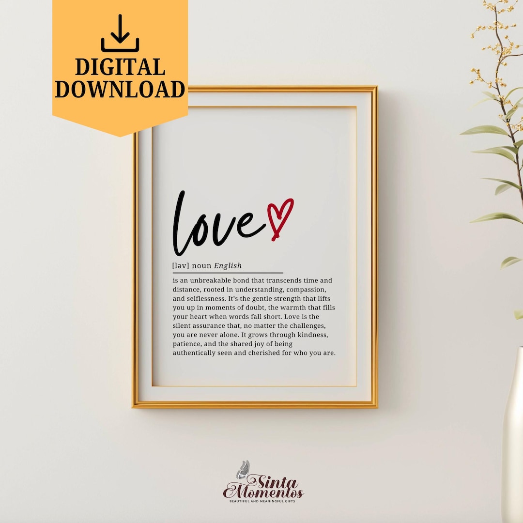 Love Definition Printable Wall Art, Modern Decor, Minimalist Gift ...