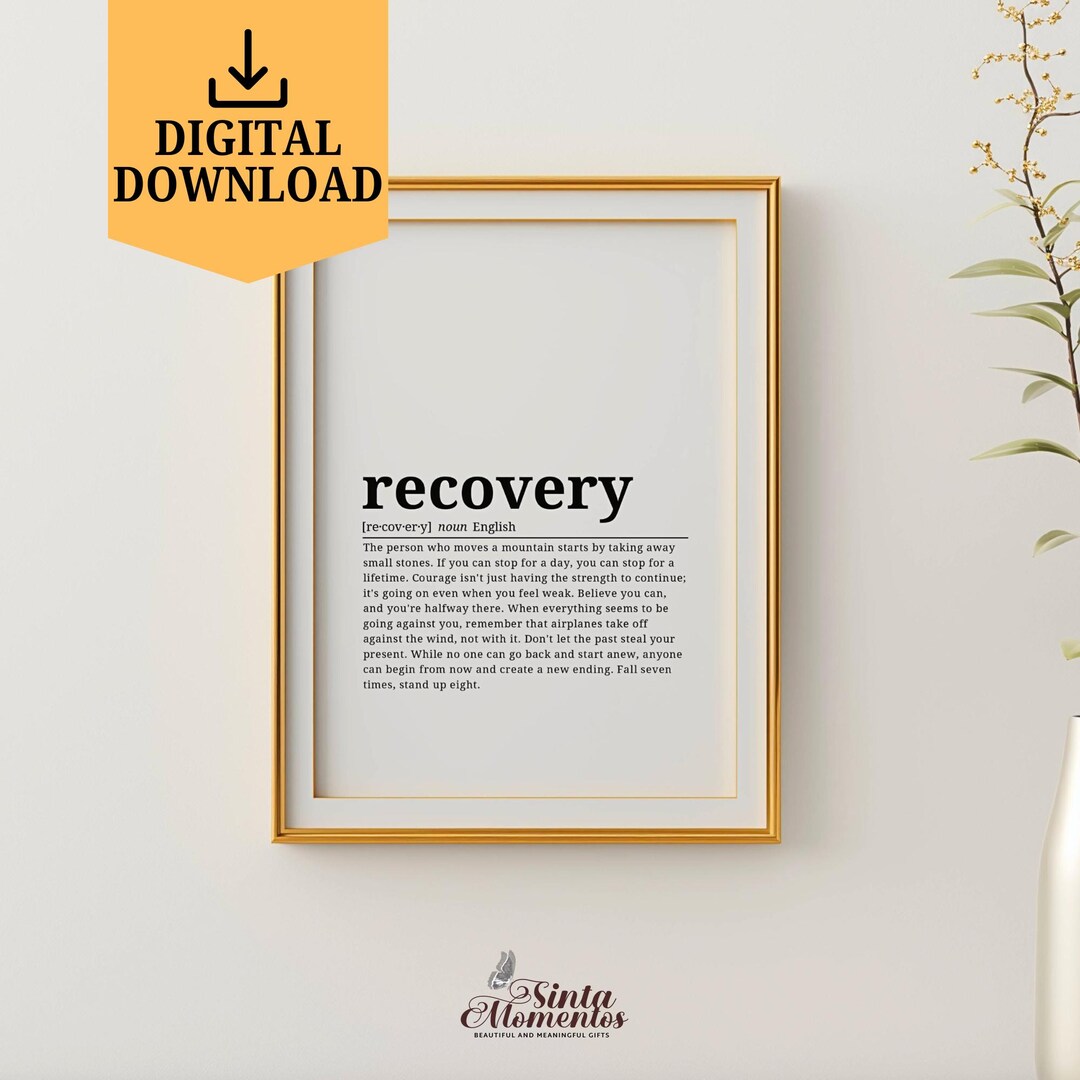 Recovery Definition, Motivational Poster, Printable Wall Art ...