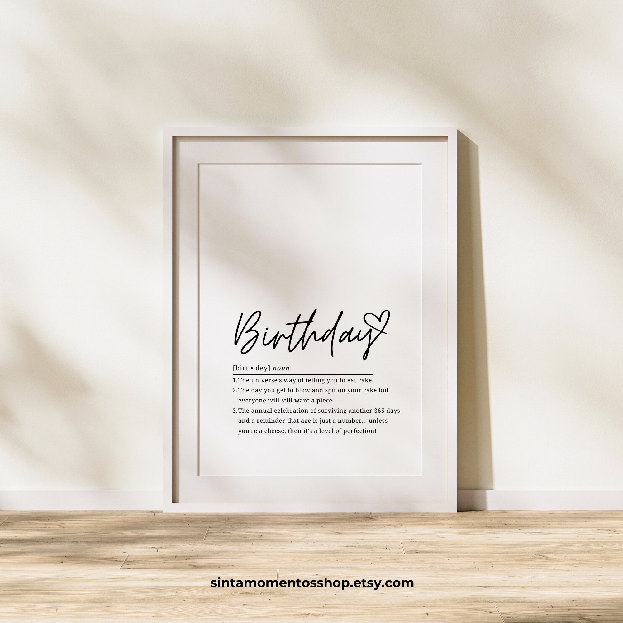 Birthday Definition Printable, Birthday Wall Art, Birthday Print ...
