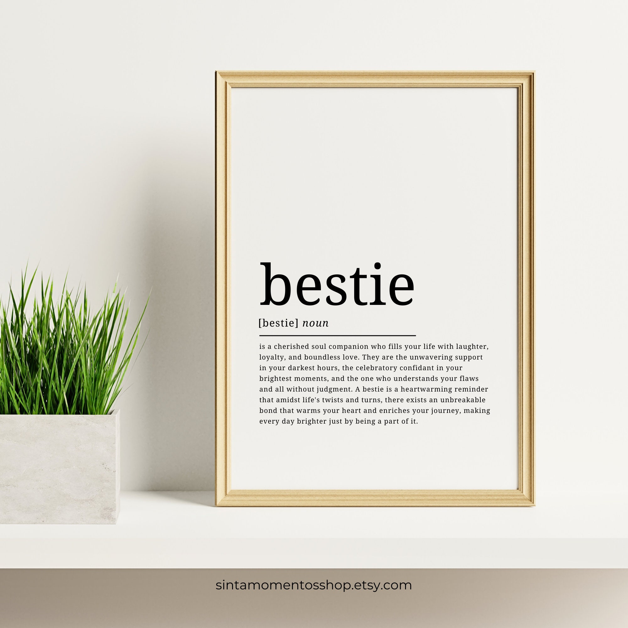 Bestie Definition Printable Wall Art, Bestie Meaning for Best Friend ...