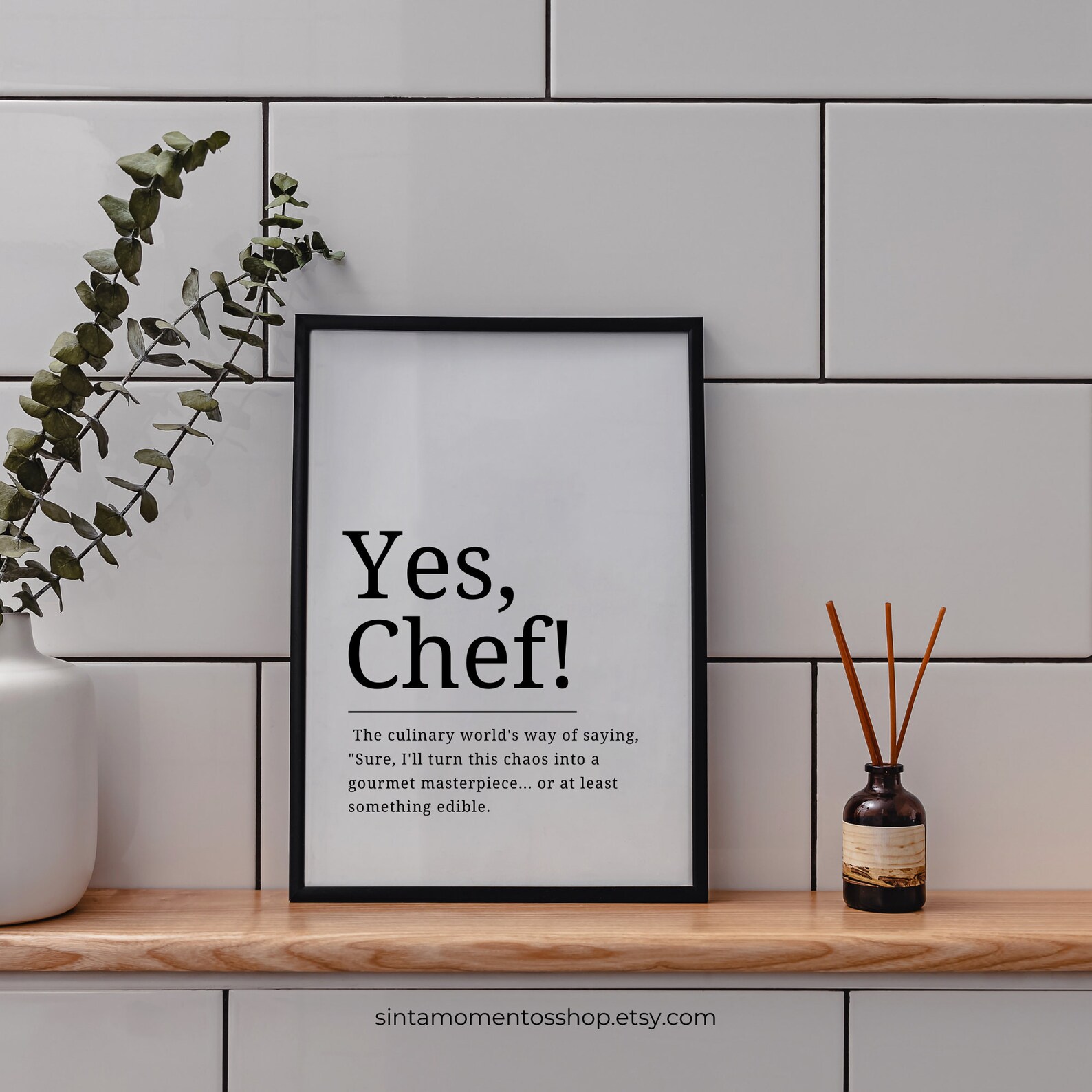 Yes Chef Meaning Poster, Yes Chef Definition Printable Wall Art, Bon ...