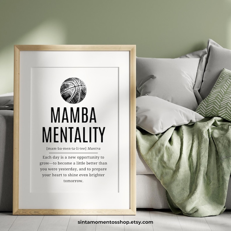 Mamba Mentality Definition Printable Wall Art, Kobe Basketball Quotes ...