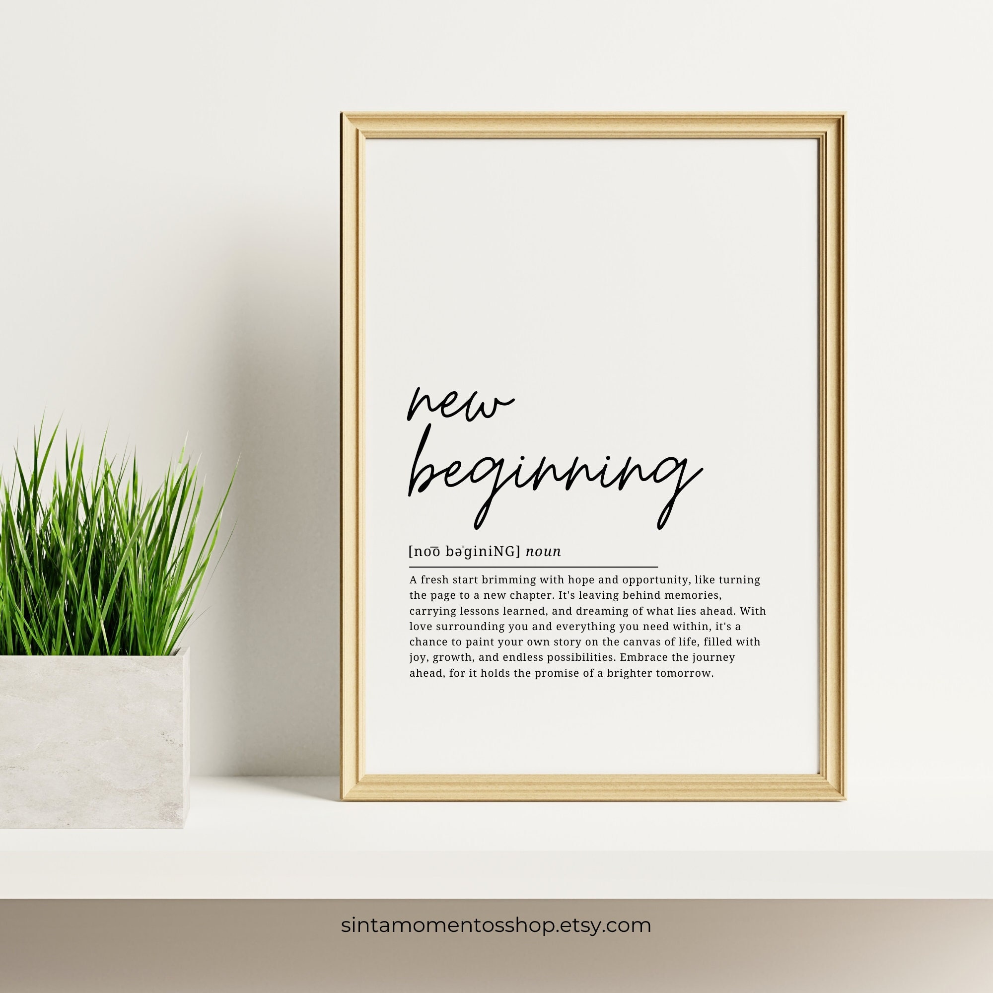Inspirational New Beginning Definition Printable Wall Art, New Chapter ...