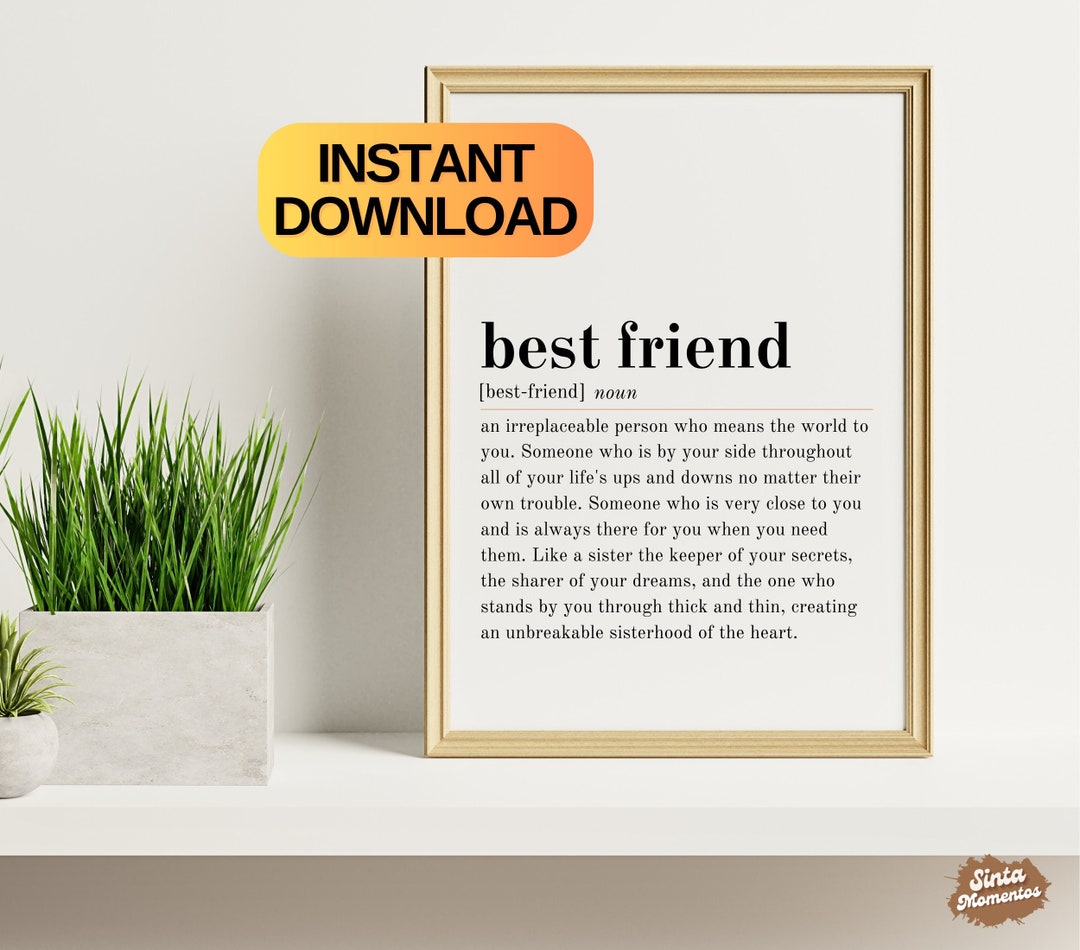 Best Friend Definition Printable, Digital Download Print, Best Friend ...