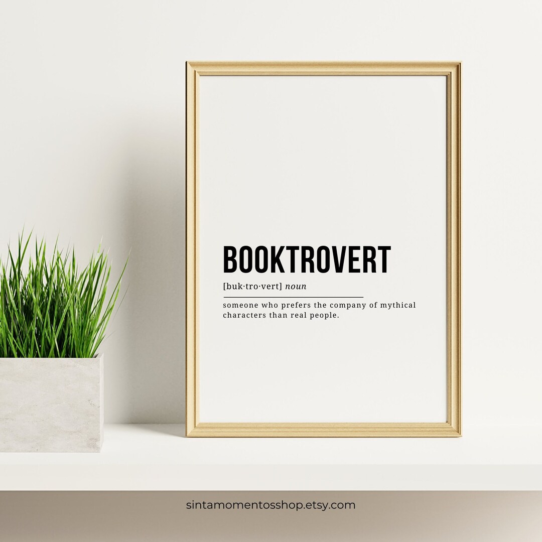 Funny Booktrovert Definition Printable Wall Art, Booktrovert Digital ...