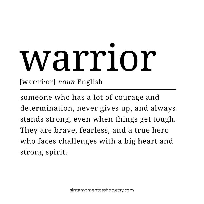 Warrior Definition Printable Wall Art, Warrior Meaning Digital Download ...