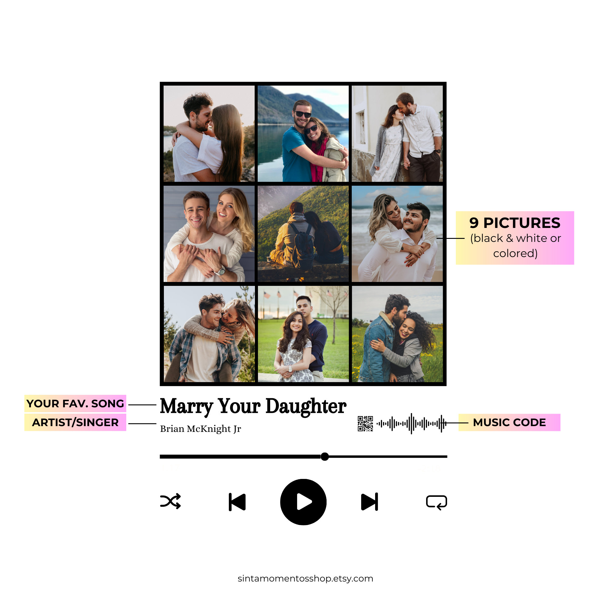 Personalised Picture With Spotify Wall Art, Spotify Picture Music ...