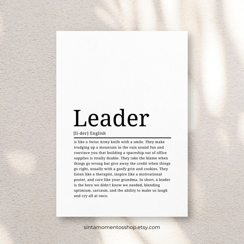 Leader Definition Printable Wall Art, Motivational Leader Meaning ...