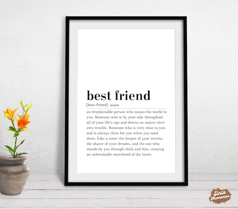 Best Friend Definition Printable, Digital Download Print, Best Friend ...