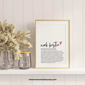 Work Bestie Definition Printable Wall Art Office Coworker Gift for Work ...