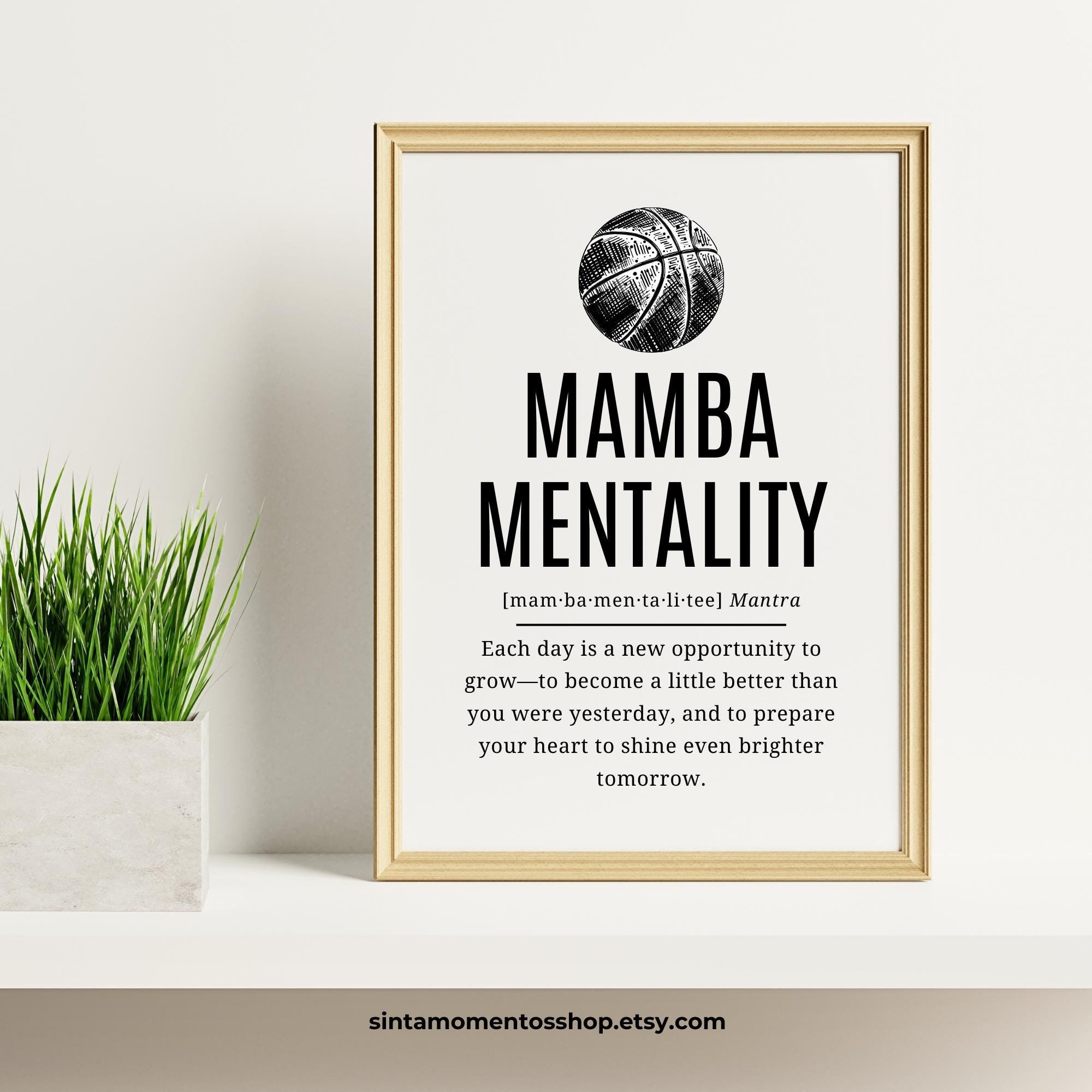 Mamba Mentality Definition Printable Wall Art, Kobe Basketball Quotes ...