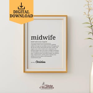 Custom Midwife Definition Printable Wall Art, Nurse Midwife Gift ...