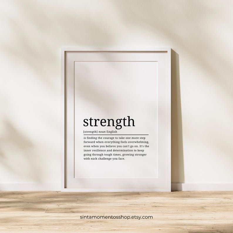 Strength Definition Printable Wall Art, Inspirational Quote, Strength ...