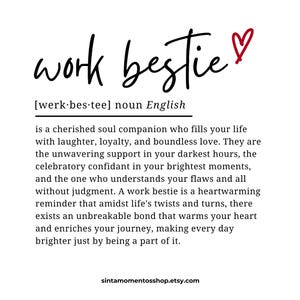 Work Bestie Definition Printable Wall Art Office Coworker Gift for Work ...