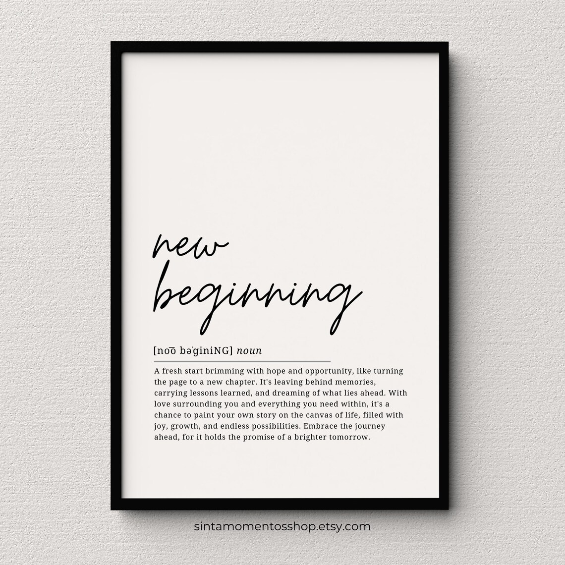 Inspirational New Beginning Definition Printable Wall Art, New Chapter ...