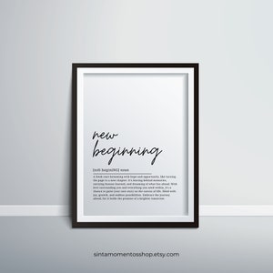 Inspirational New Beginning Definition Printable Wall Art, New Chapter ...