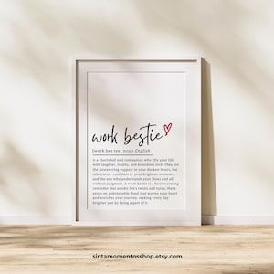Work Bestie Definition Printable Wall Art Office Coworker Gift for Work ...