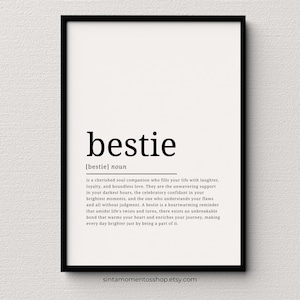 Bestie Definition Printable Wall Art, Bestie Meaning for Best Friend ...